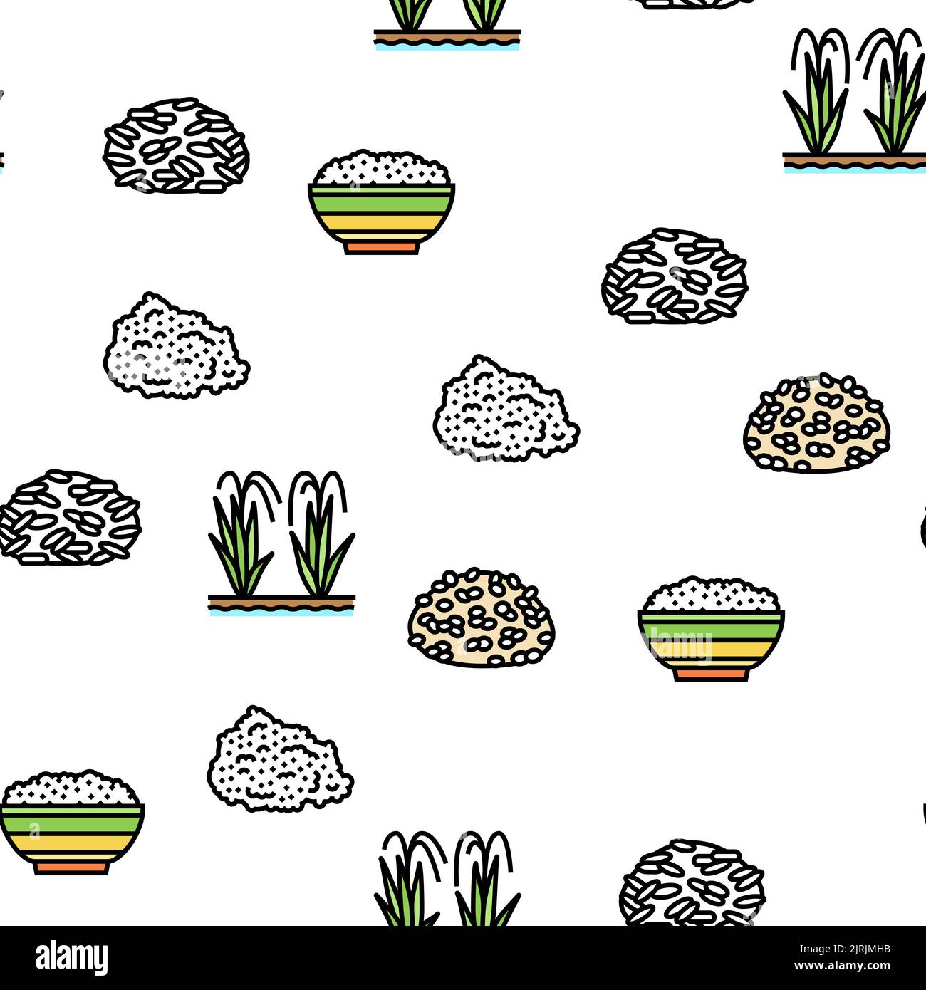 Rice For Preparing Delicious Food vector seamless pattern Stock Vector ...