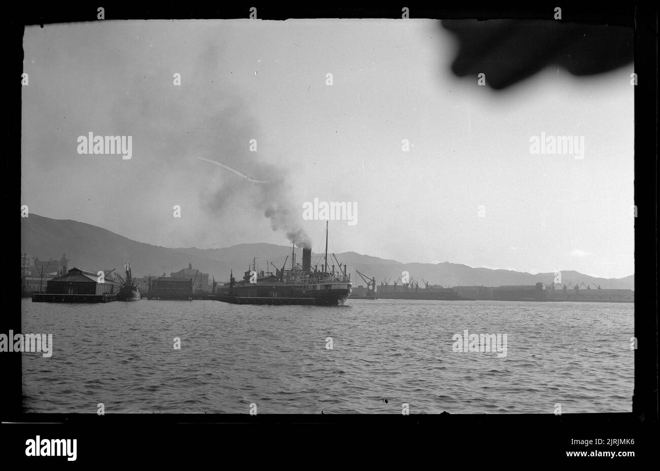 Ships moored in Wellington harbour, 1920s-1930s, Wellington, by Roland ...