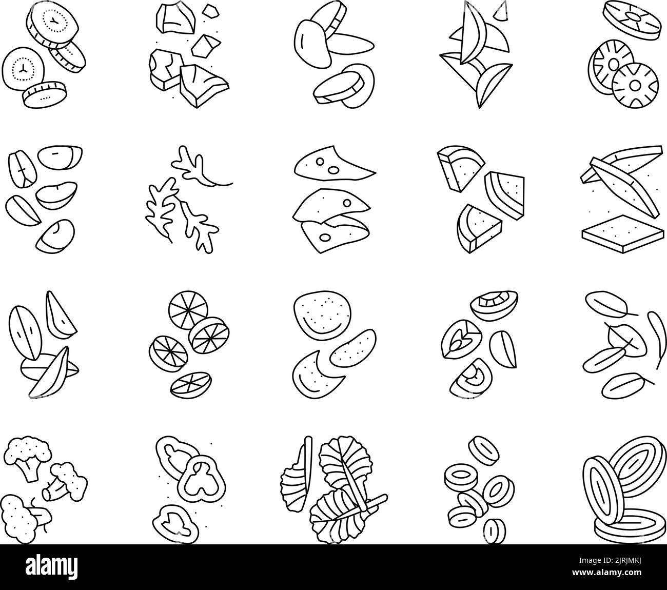 food slice cut fruit freah icons set vector Stock Vector Image & Art ...