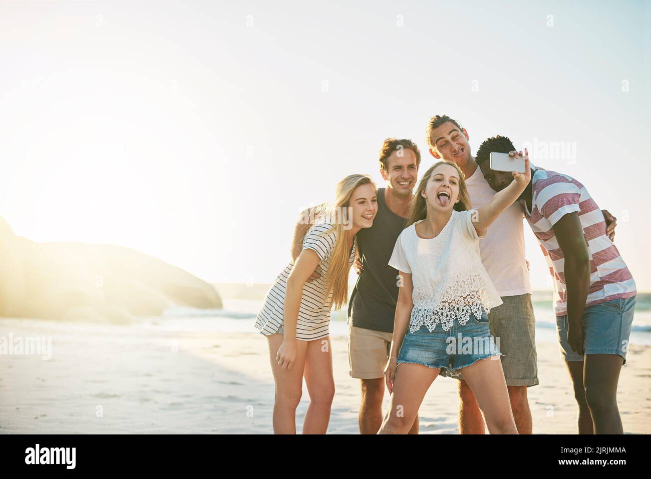 Its not summer break until you take a selfie. a happy group of friends ...
