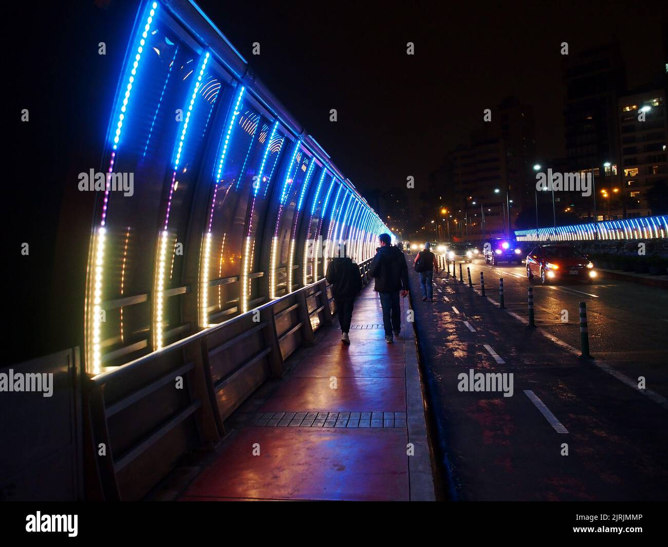 Villena Bridge in the district of Miraflores in Lima Illuminated with ...
