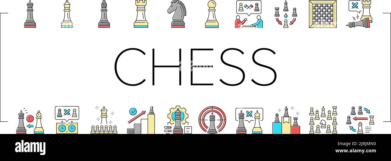 Chess Smart Strategy Game Figure Icons Set Vector Stock Vector Image ...