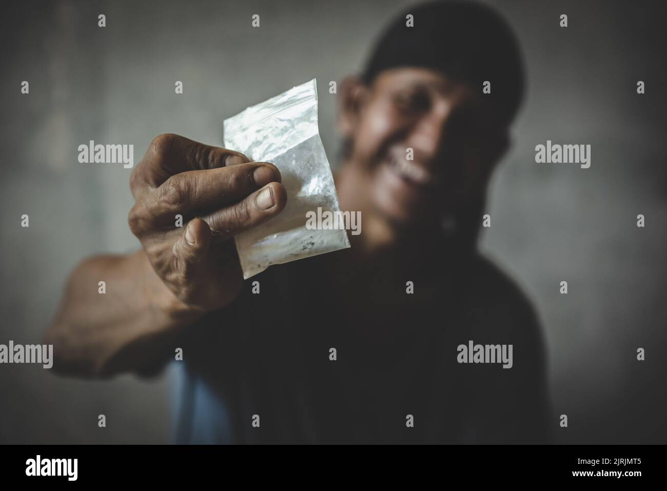 Drug addict man with hallucinations, Drug addict man with syringe using ...