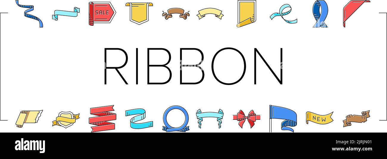 ribbon red banner design gift icons set vector Stock Vector Image & Art - Alamy