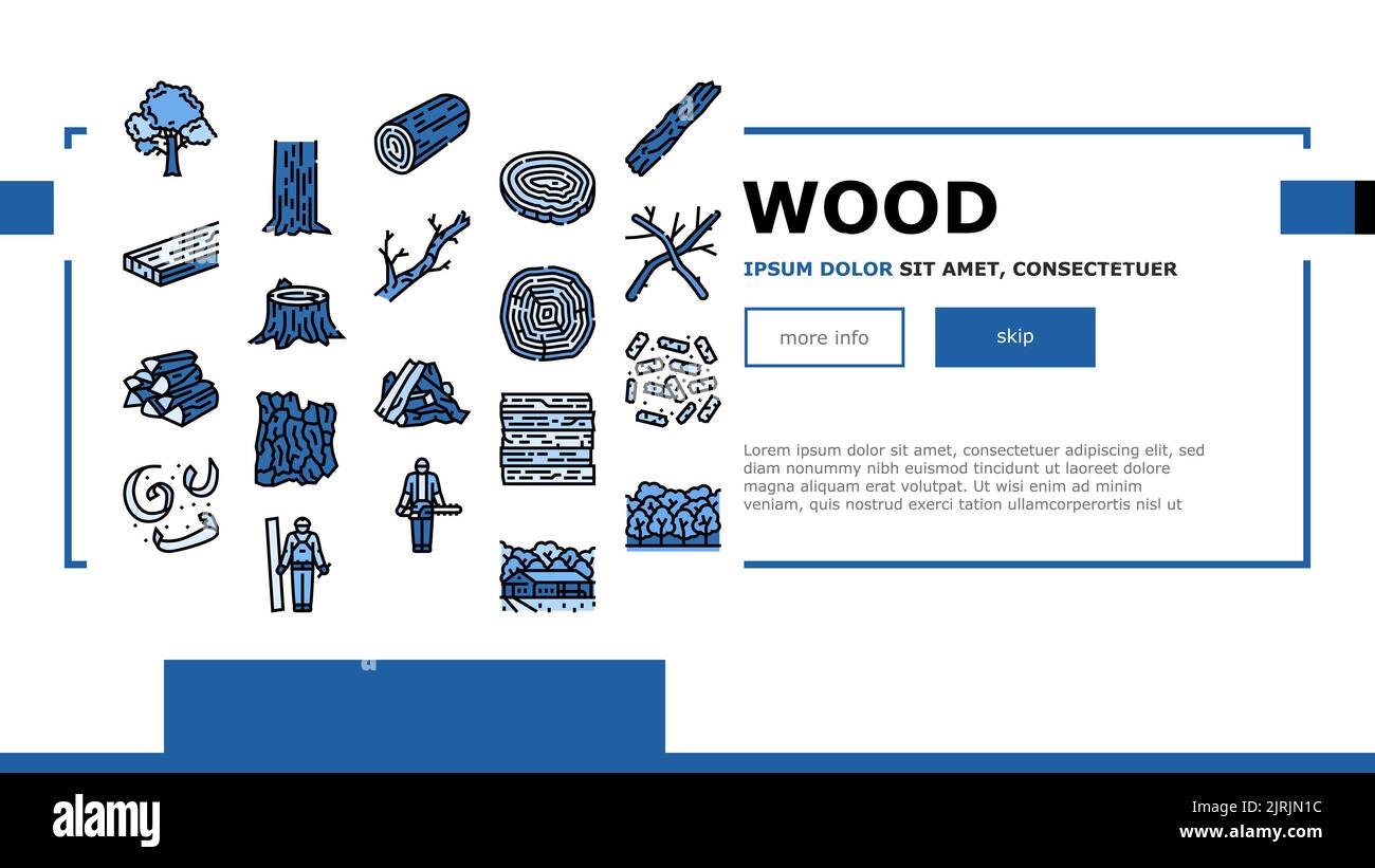 wood timber tree wooden material landing header vector Stock Vector ...