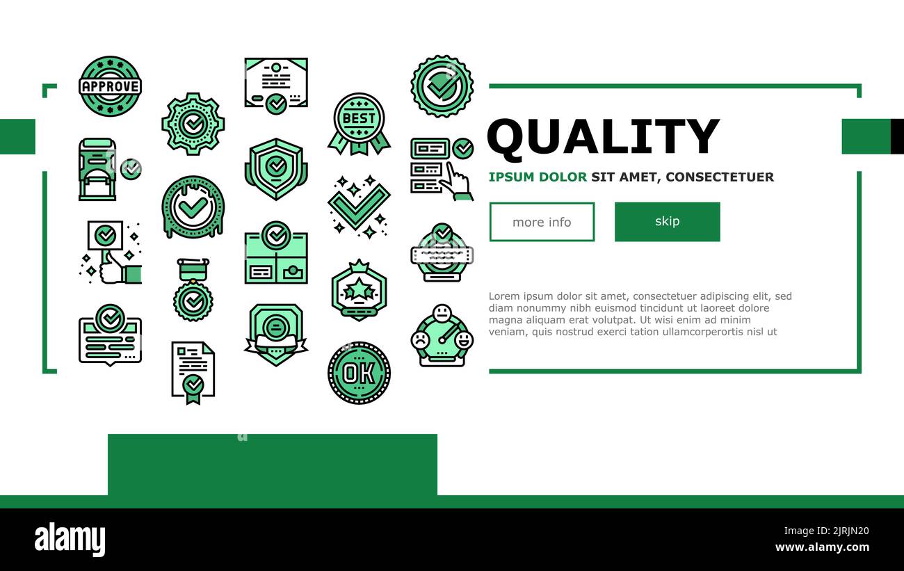 Quality Approve Mark And Medal landing header vector Stock Vector Image ...
