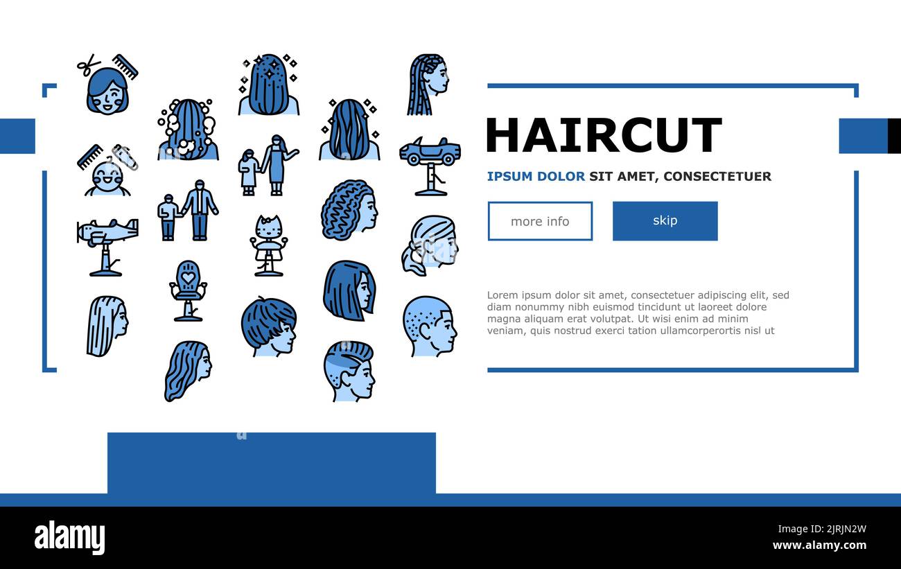Children Haircut Salon Service landing header vector Stock Vector Image ...