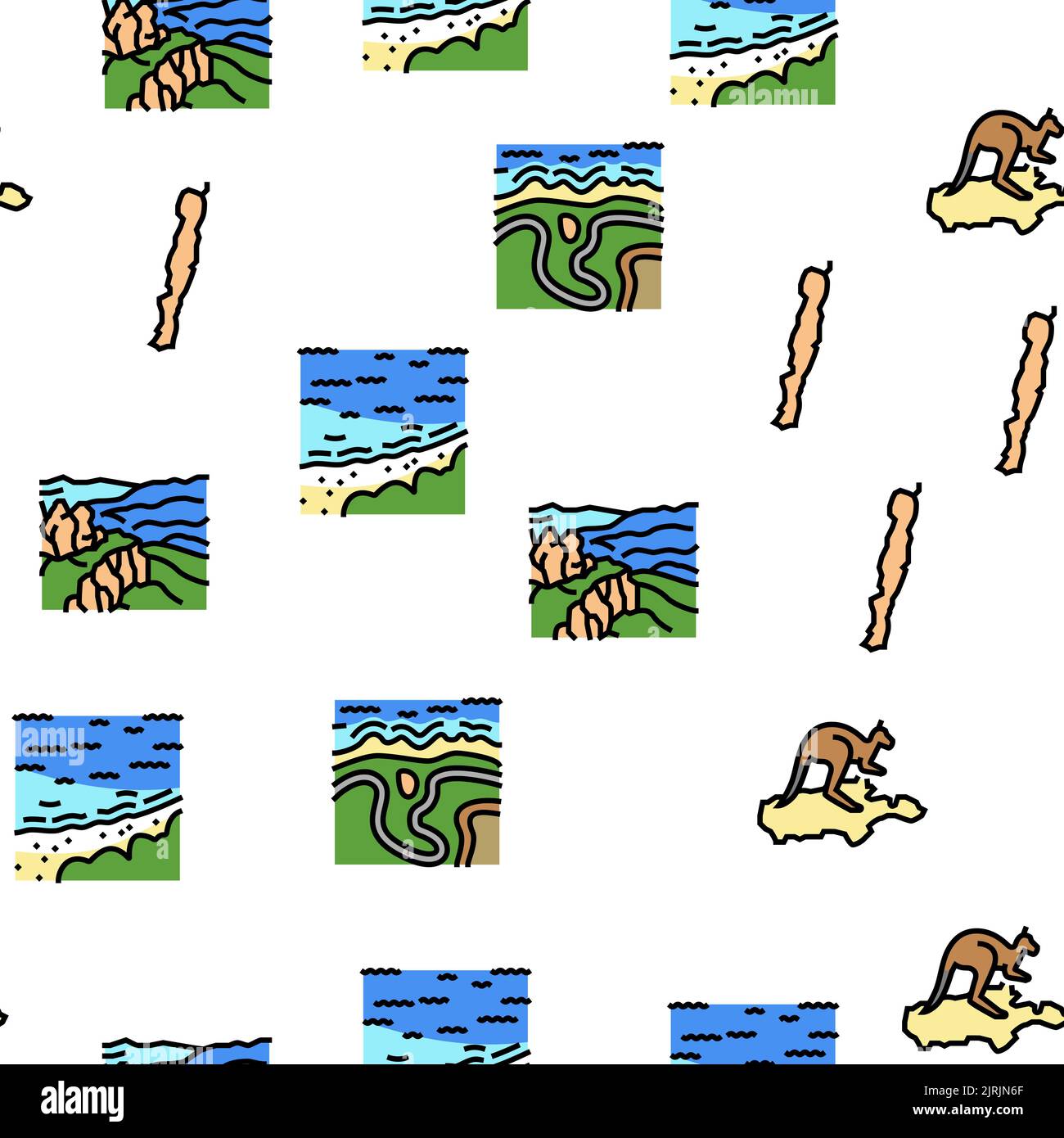 Australia Continent Landscape vector seamless pattern Stock Vector ...