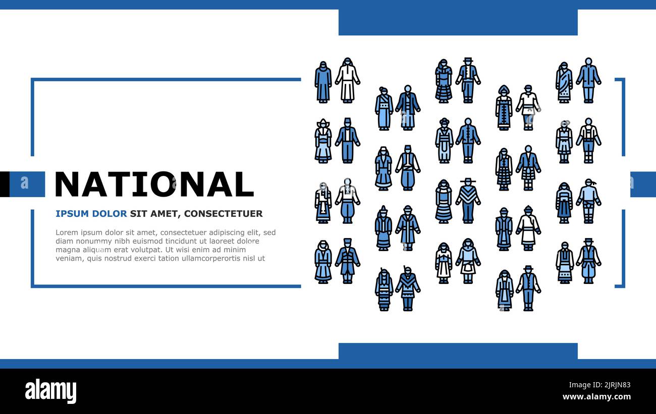 National Clothes Costume Design Landing Header Vector Stock Vector