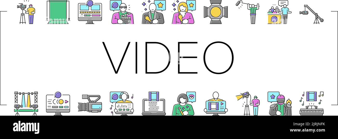 Video content production icons Stock Vector Images - Alamy