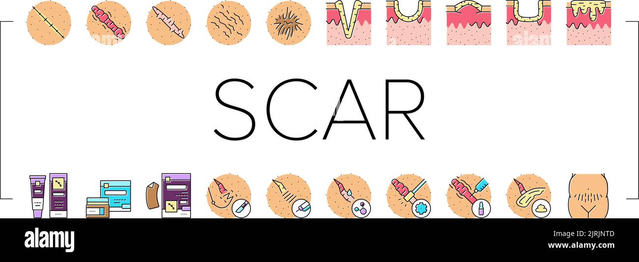 Scar After Trauma Or Surgery Icons Set Vector Stock Vector Image & Art ...