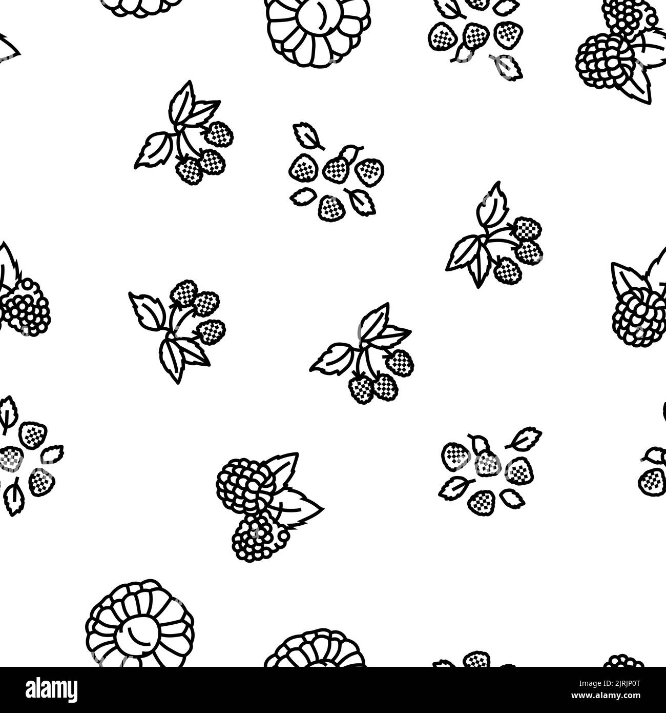raspberry fruit berry red food vector seamless pattern Stock Vector ...