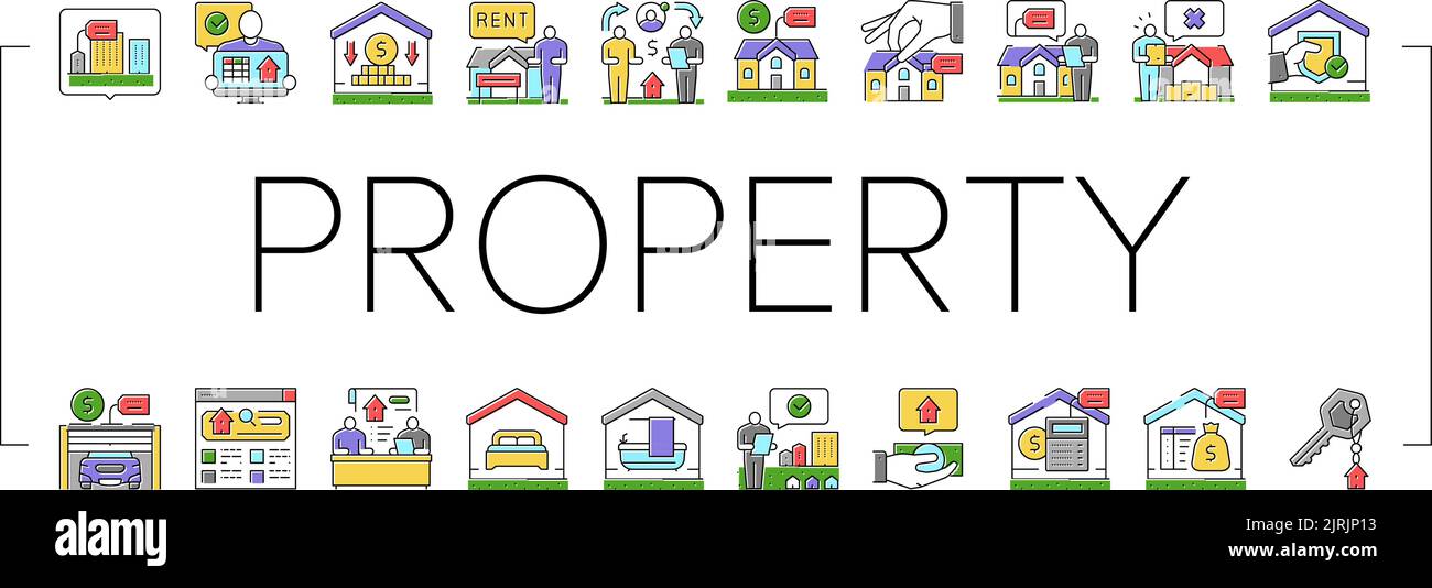 property estate home house real icons set vector Stock Vector Image ...