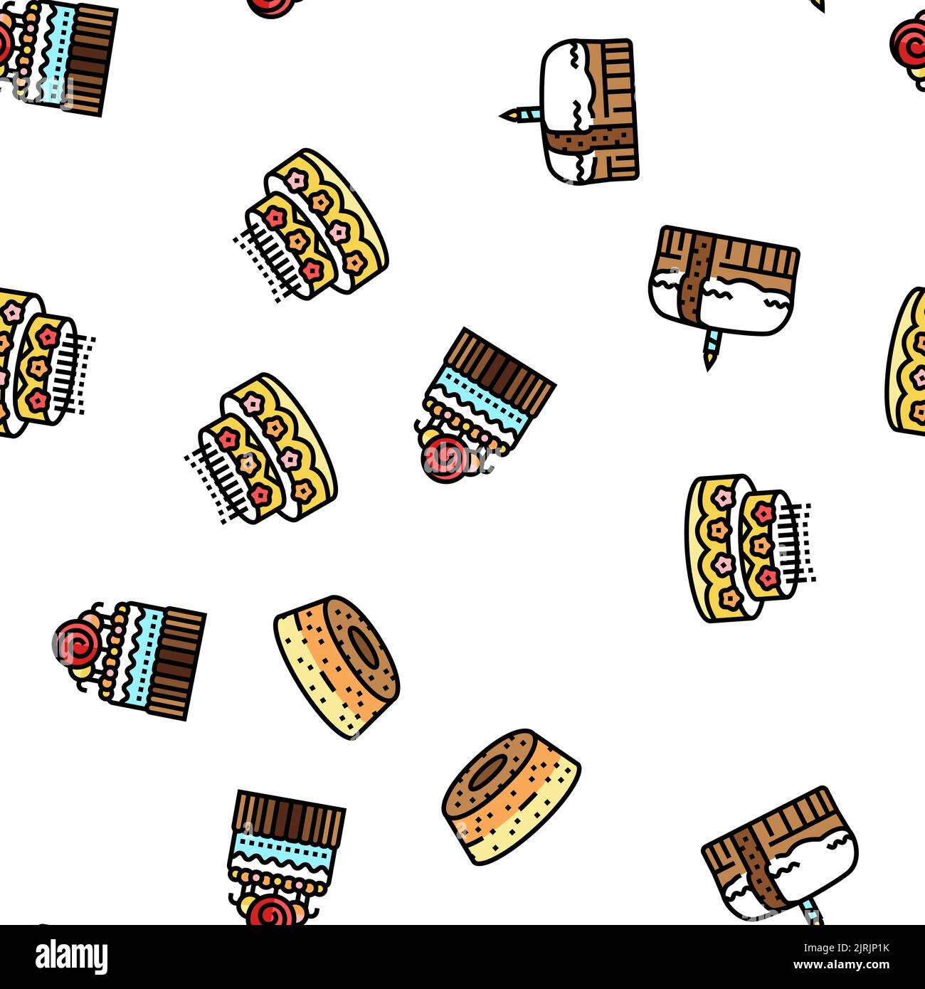 cake birthday food dessert party vector seamless pattern Stock Vector ...