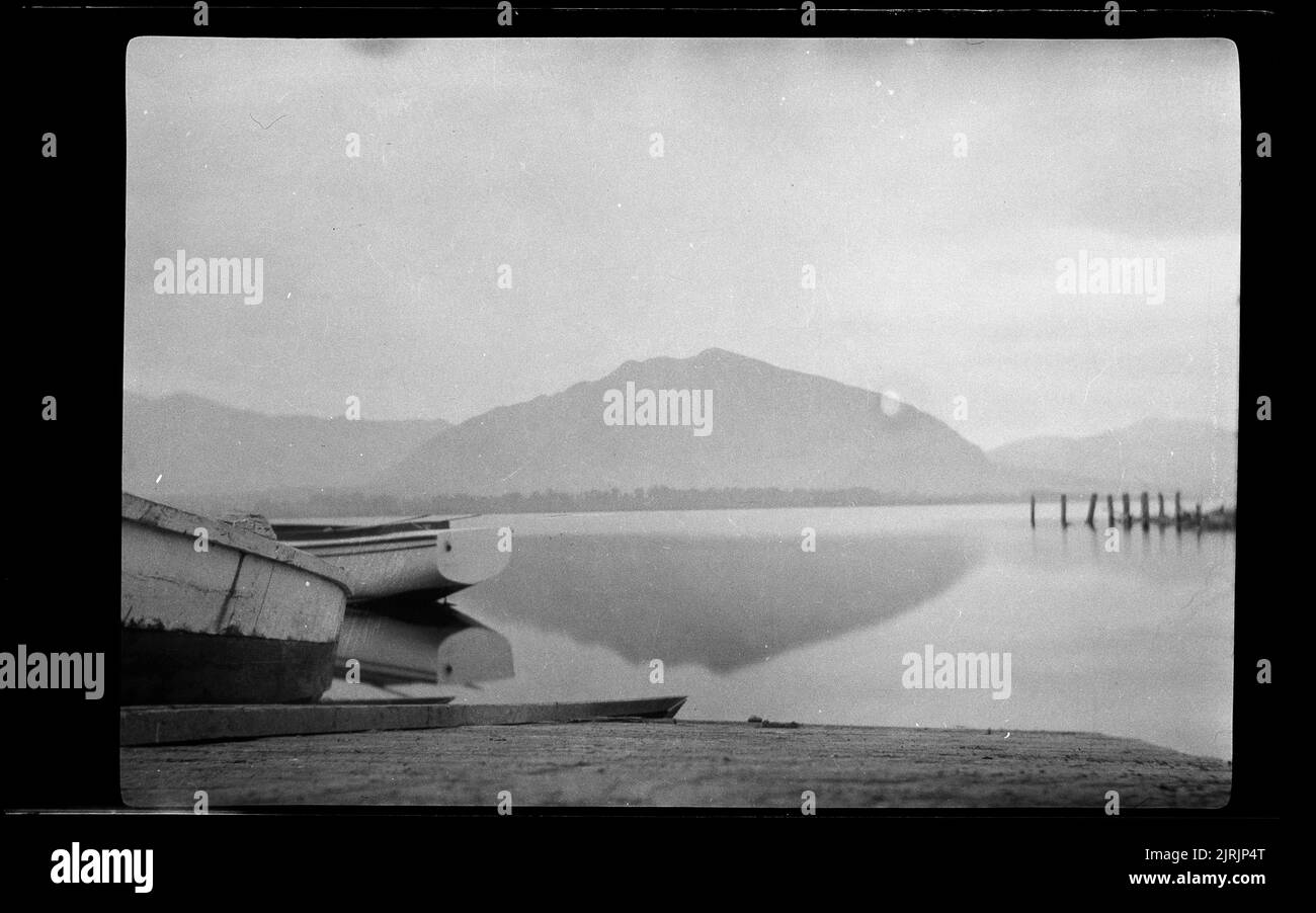 [South Island lake], 1920s-1930s, South Island, by Roland Searle Stock ...