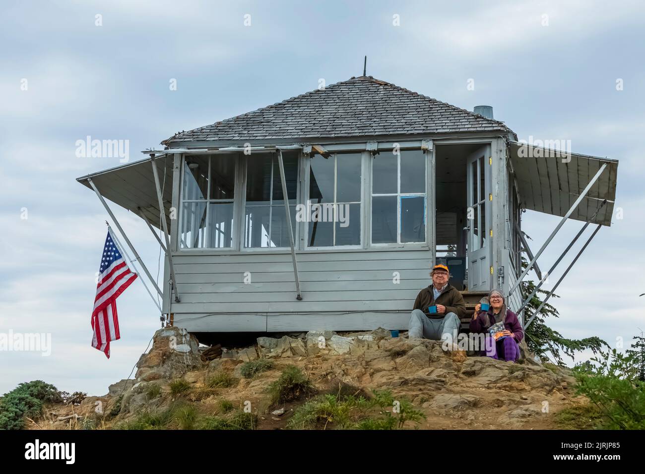 Karen and Lee Rentz at Evergreen Mountain Lookout, Mt. Baker–Snoqualmie National Forest ...