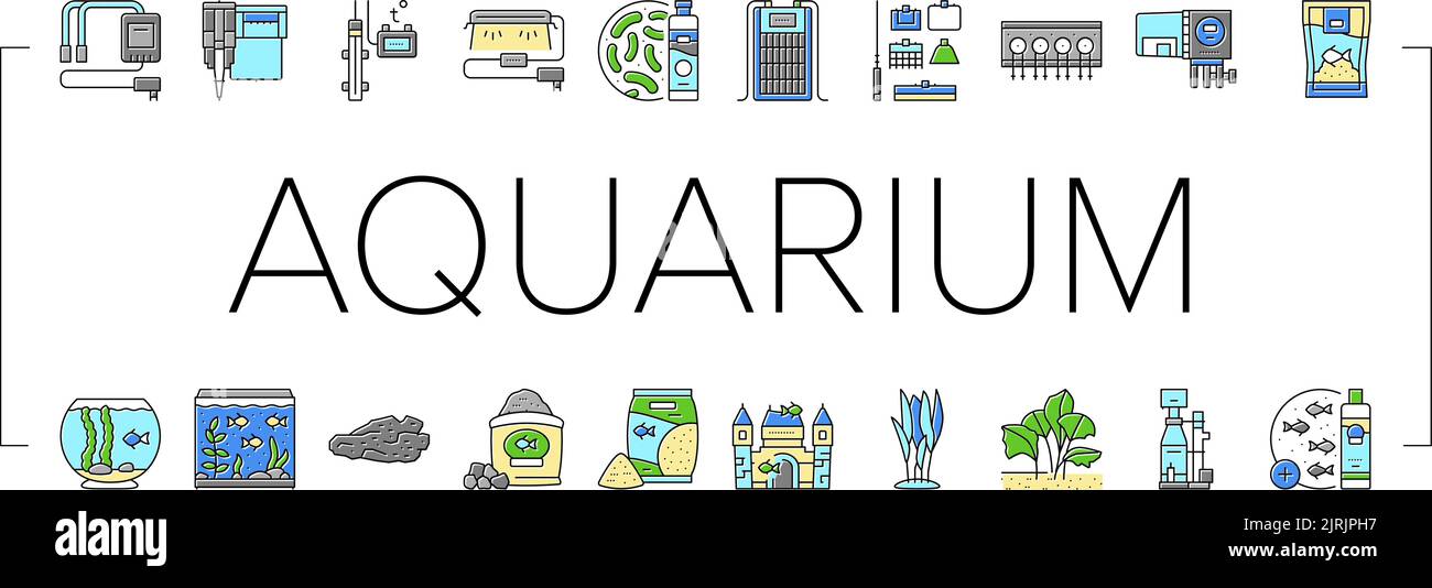 aquarium fish water sea tank icons set vector Stock Vector Image & Art ...