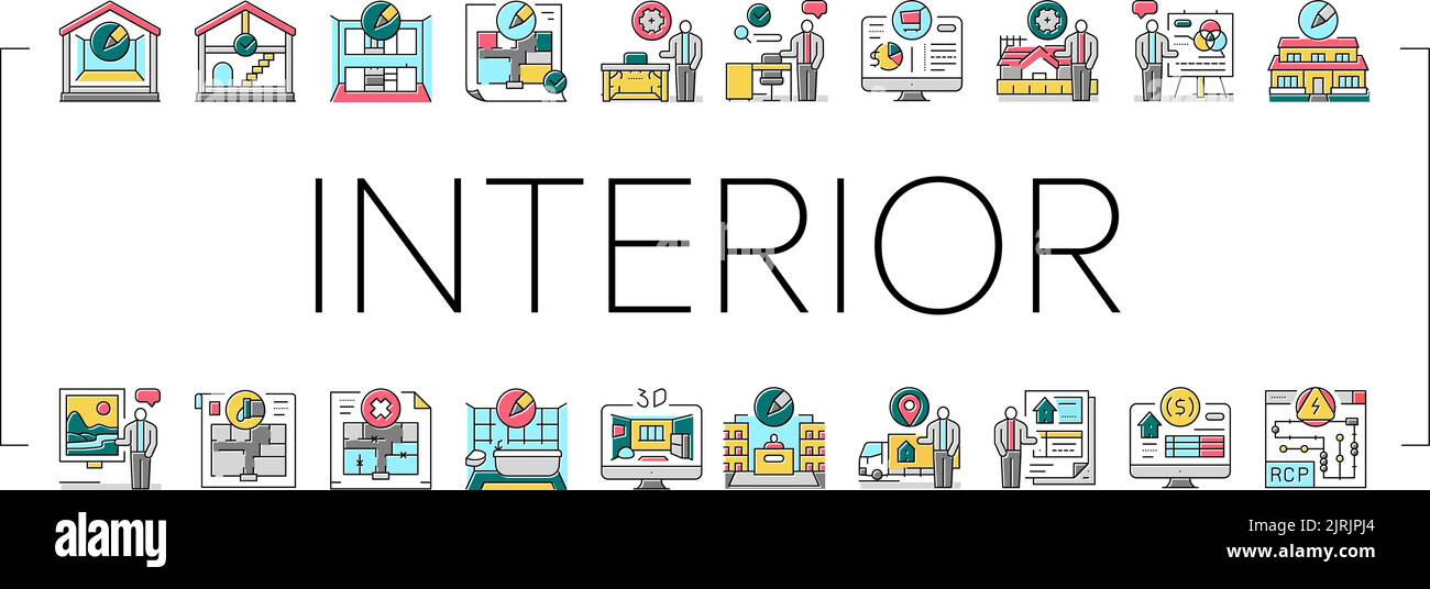 room interior design home modern icons set vector Stock Vector Image ...