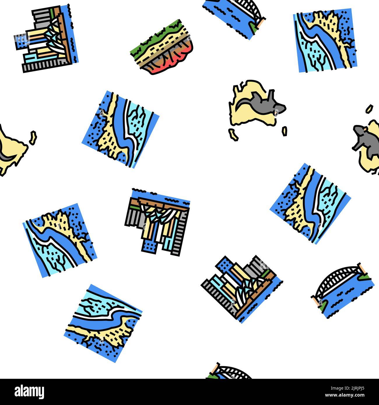 Australia Continent Landscape vector seamless pattern Stock Vector ...
