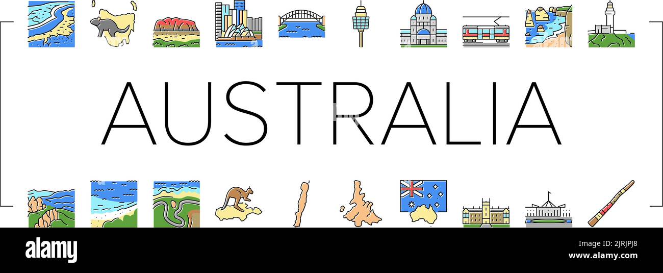 Australia Continent Landscape Icons Set Vector Stock Vector Image & Art ... Australia Continent Landscape Icons Set Vector Stock Vector Image & Art ...
