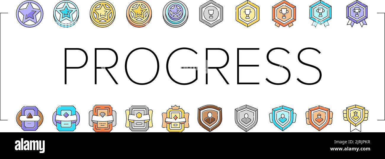Game Progress Award And Medal Icons Set Vector Stock Vector Image & Art ...