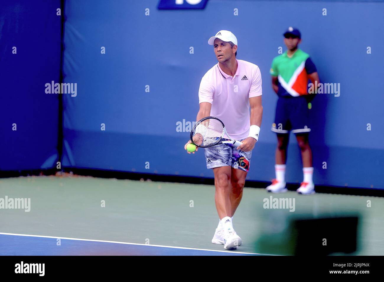 Spanish player Fernando Verdasco plays his qualification game and ...