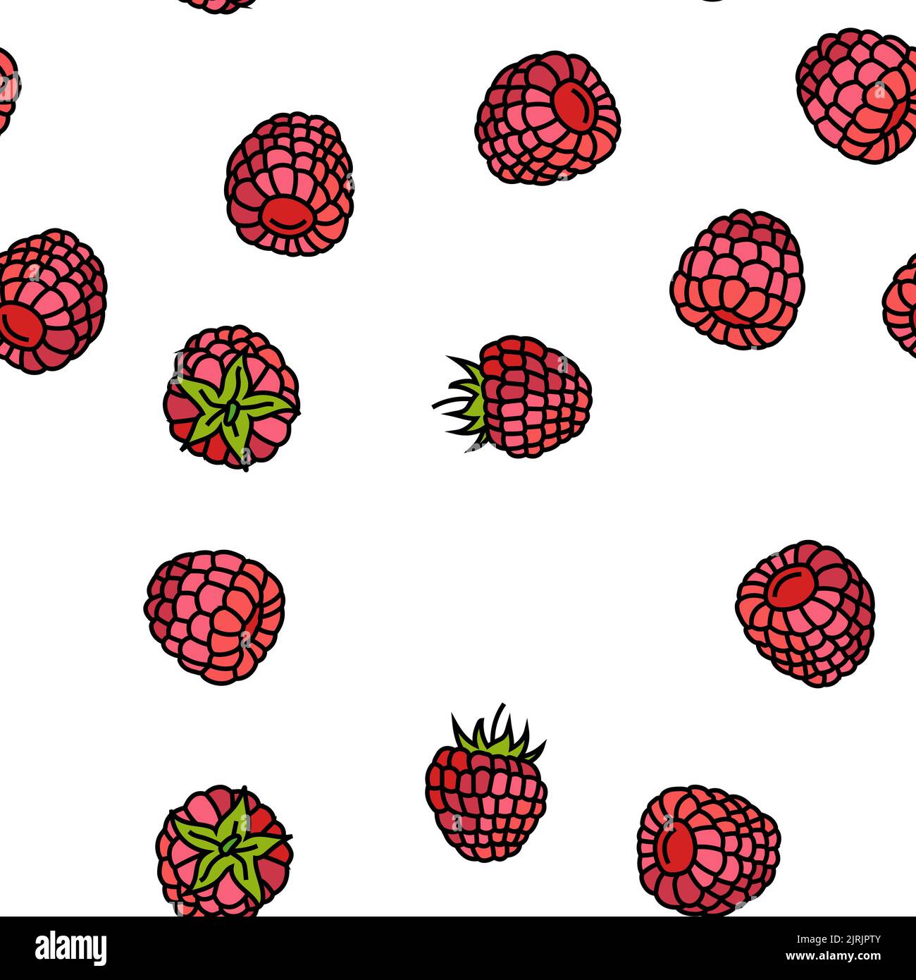 raspberry fruit berry red food vector seamless pattern Stock Vector ...