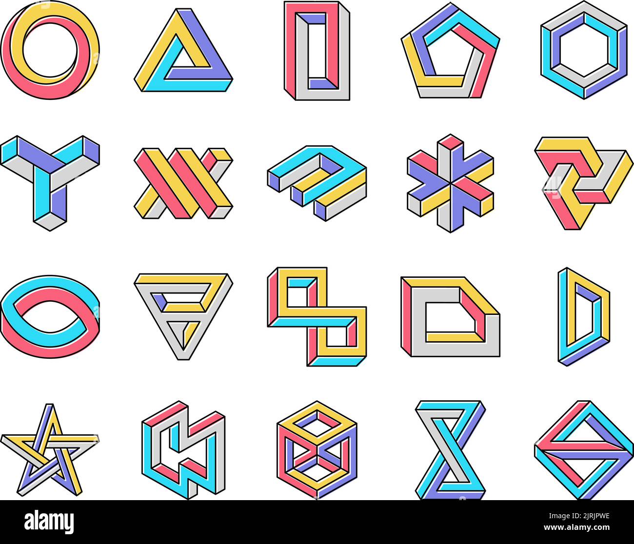 impossible geometric shape icons set vector Stock Vector Image & Art ...