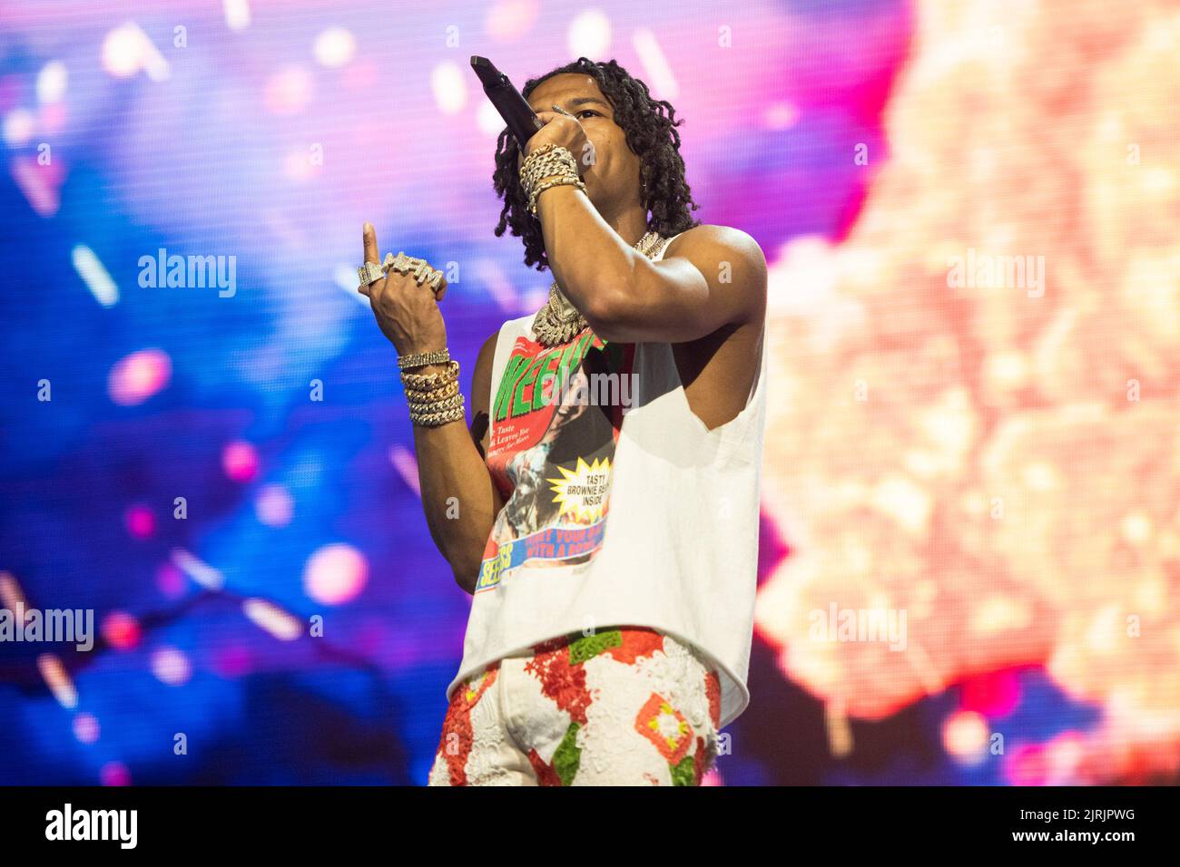 Concord, USA. 23rd Aug, 2022. Lil Baby performs at Concord Pavilion on ...