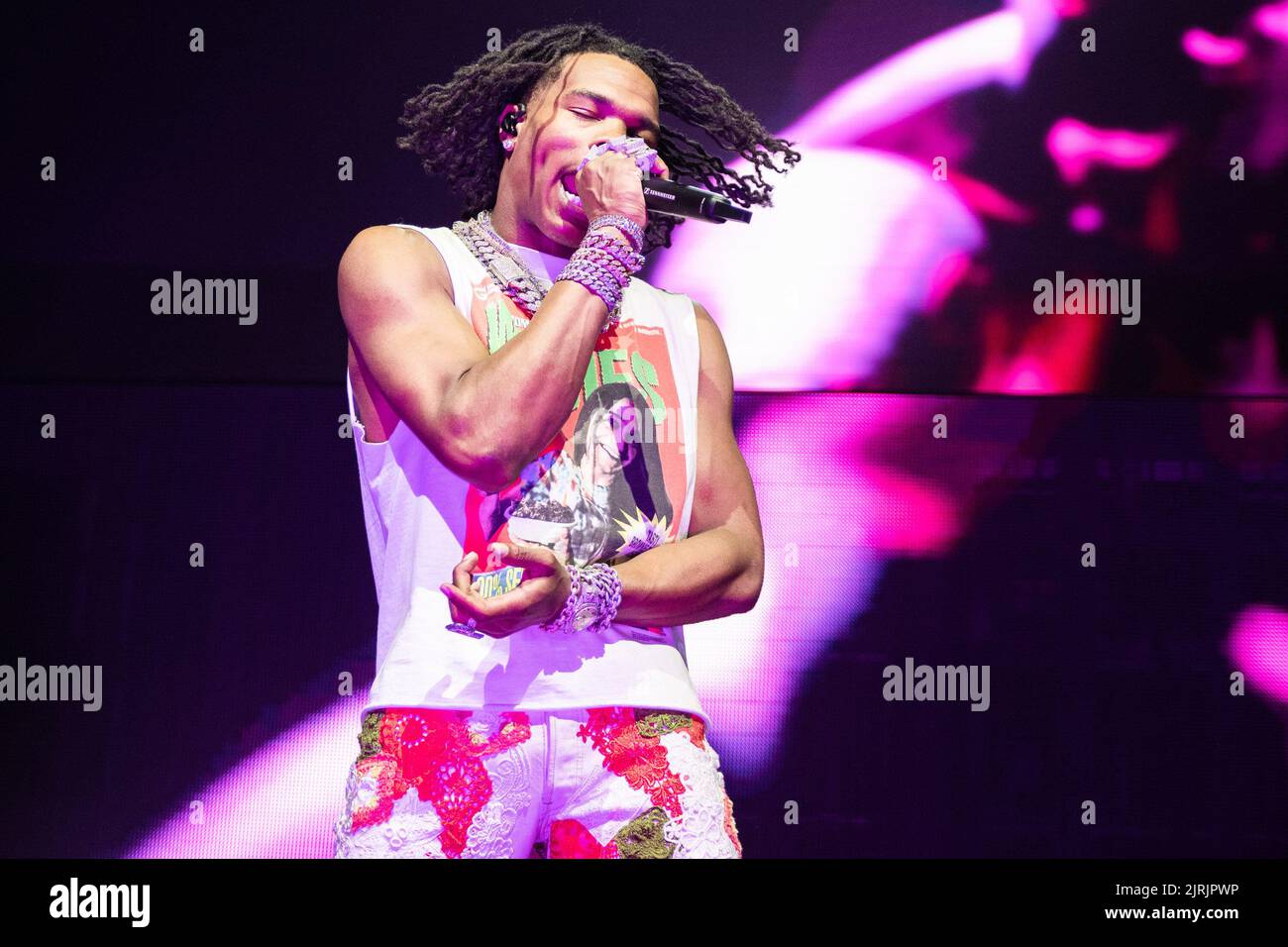 Concord, USA. 23rd Aug, 2022. Lil Baby performs at Concord Pavilion on ...
