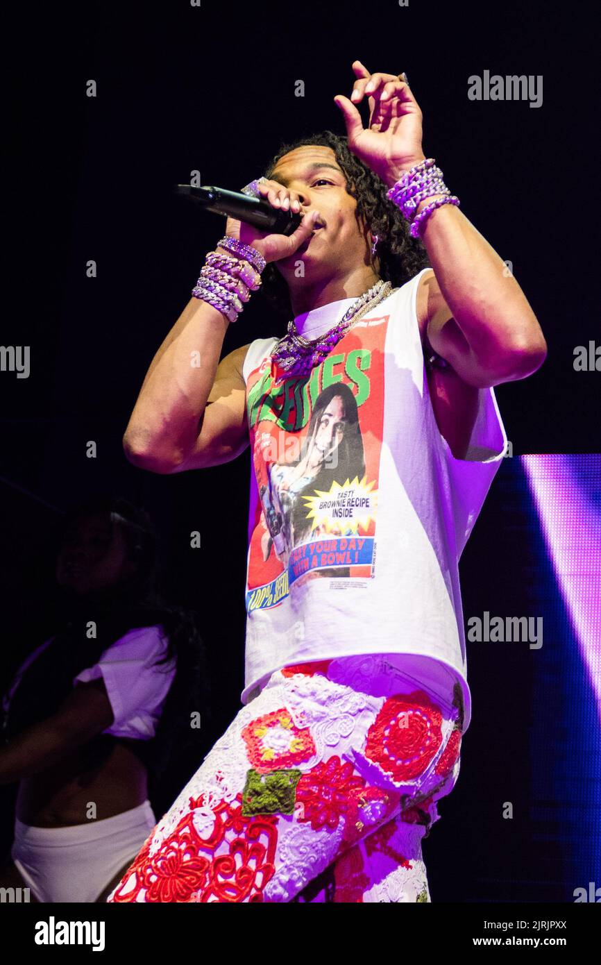 Concord, USA. 23rd Aug, 2022. Lil Baby performs at Concord Pavilion on ...