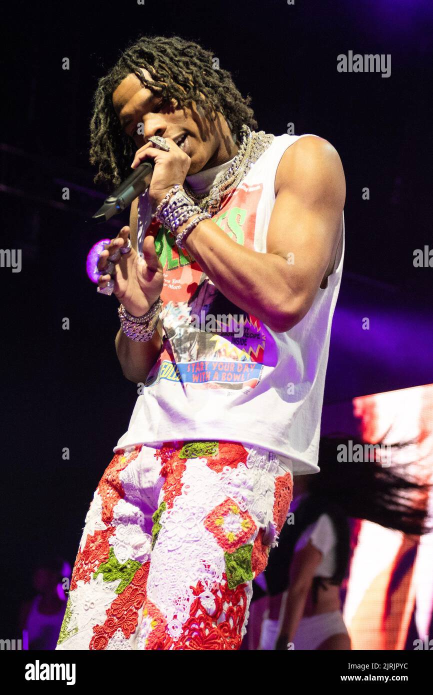 Concord, USA. 23rd Aug, 2022. Lil Baby performs at Concord Pavilion on ...