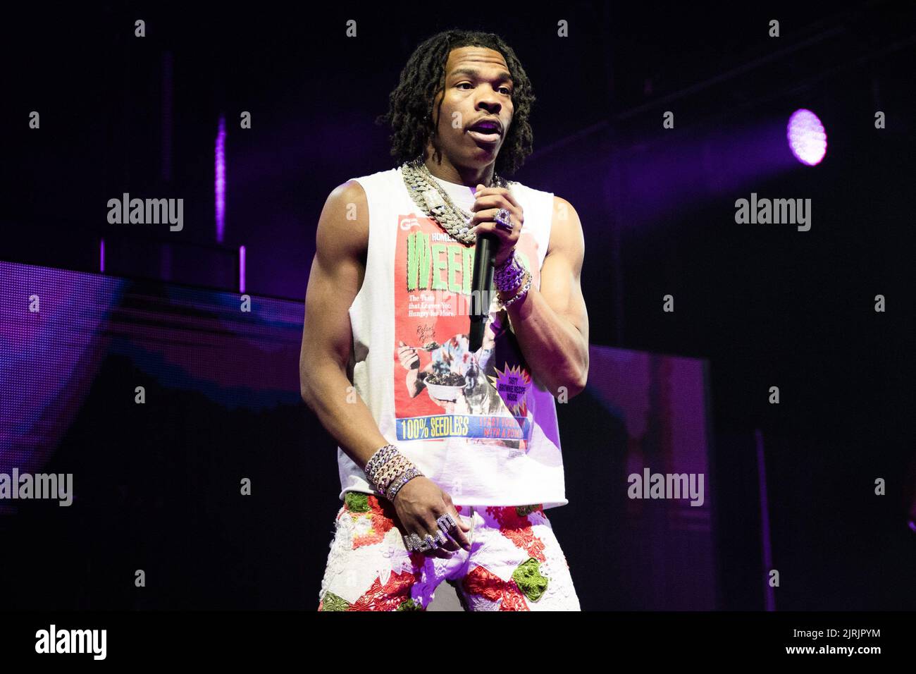 Concord, USA. 23rd Aug, 2022. Lil Baby performs at Concord Pavilion on ...