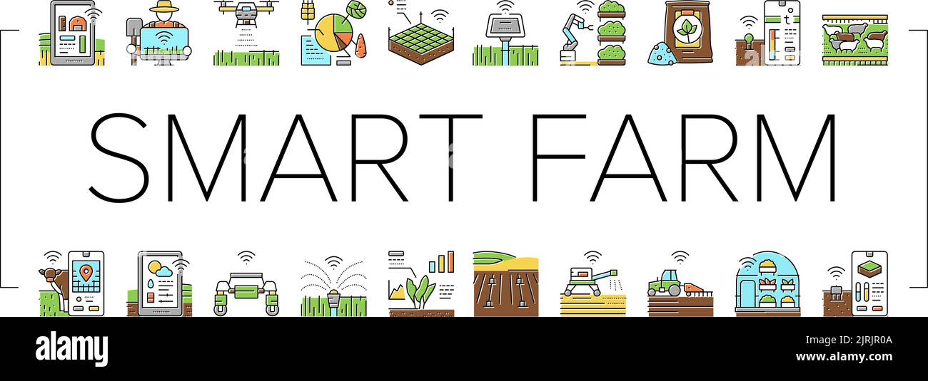 farm smart agriculture farmer icons set vector Stock Vector Image & Art ...