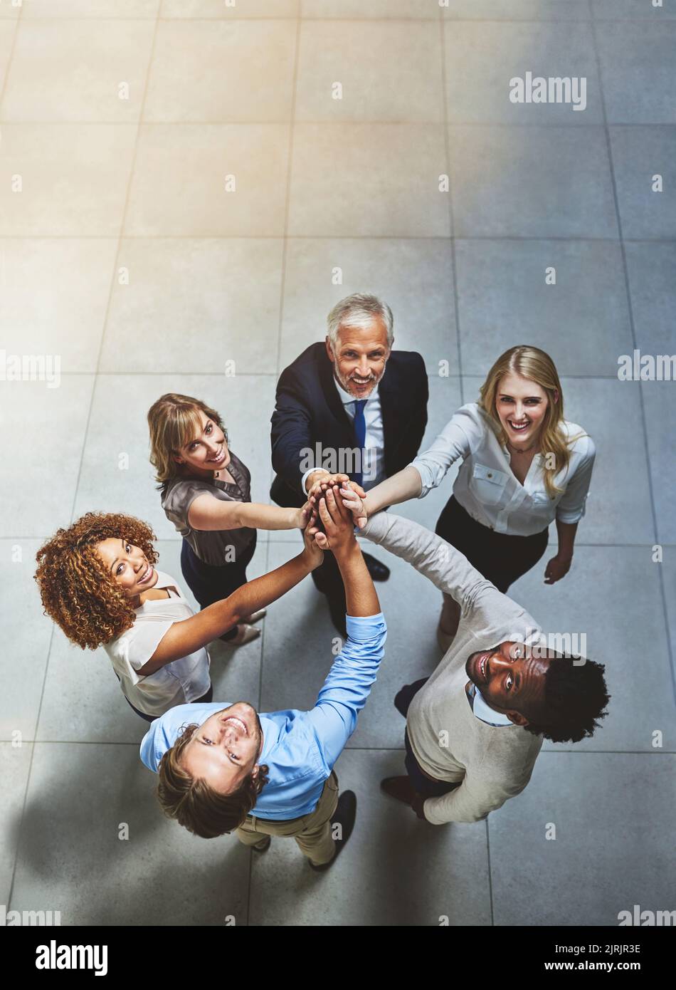 Collaborative brilliance at its best. High angle shot of a group of ...