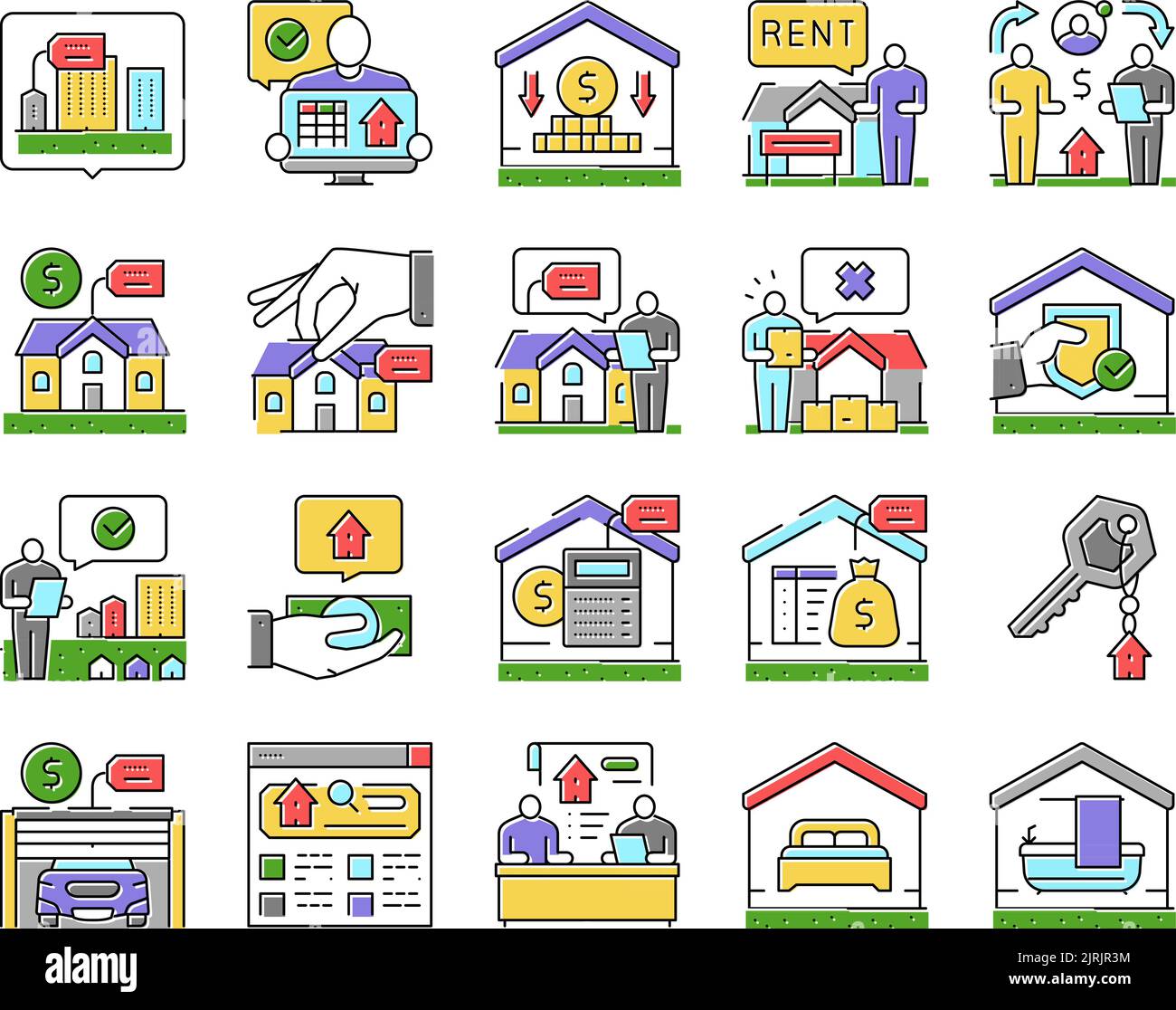 property estate home house real icons set vector Stock Vector Image ...
