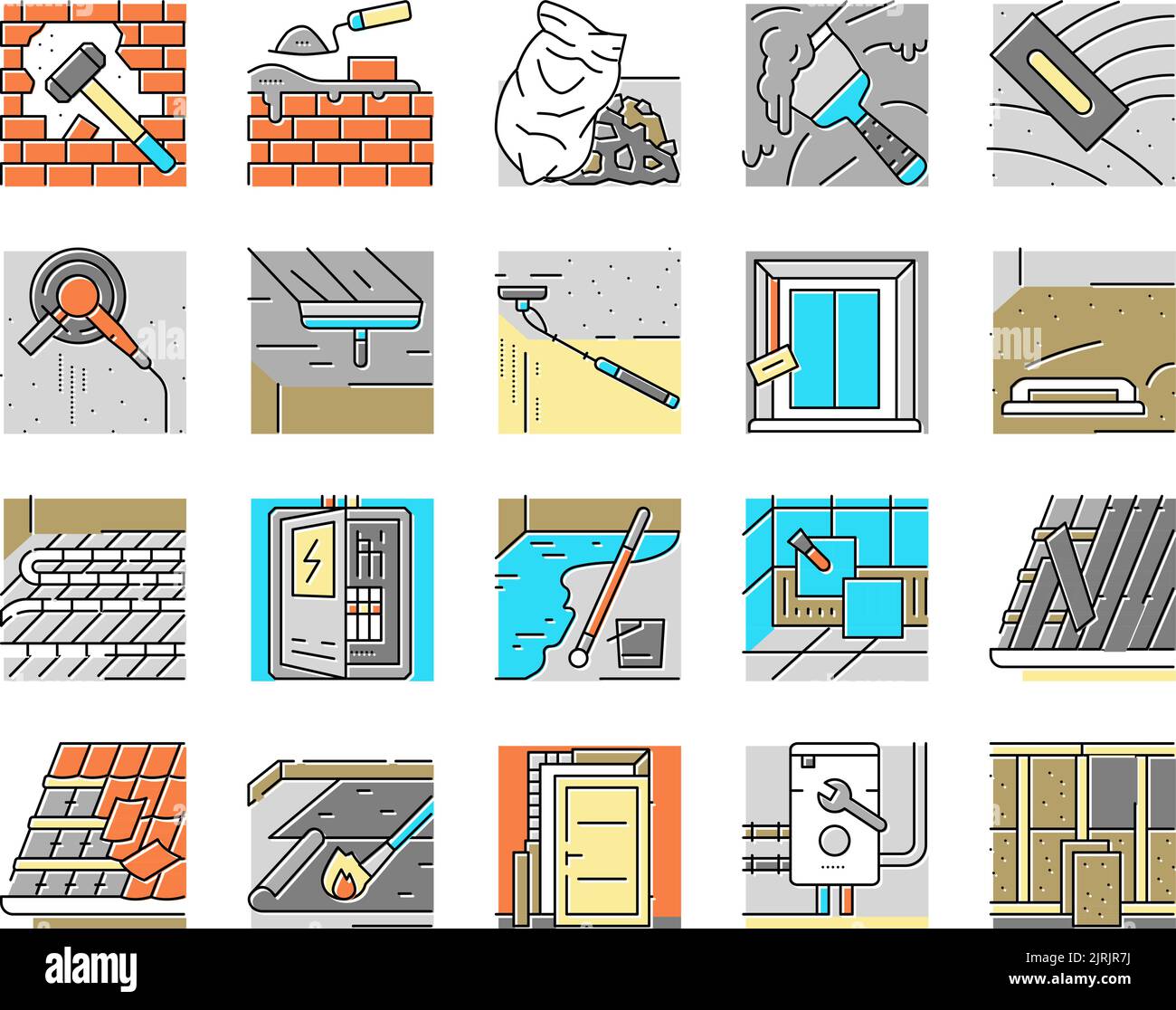 construction crane house work icons set vector Stock Vector Image & Art - Alamy