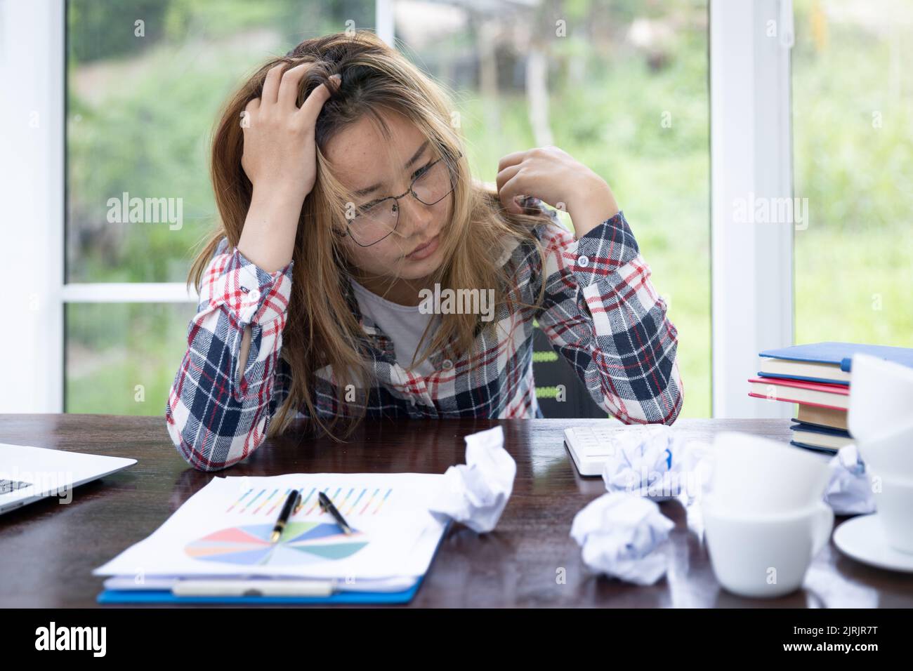 Work Failure Concept, Business Woman Having Headache While Working ...