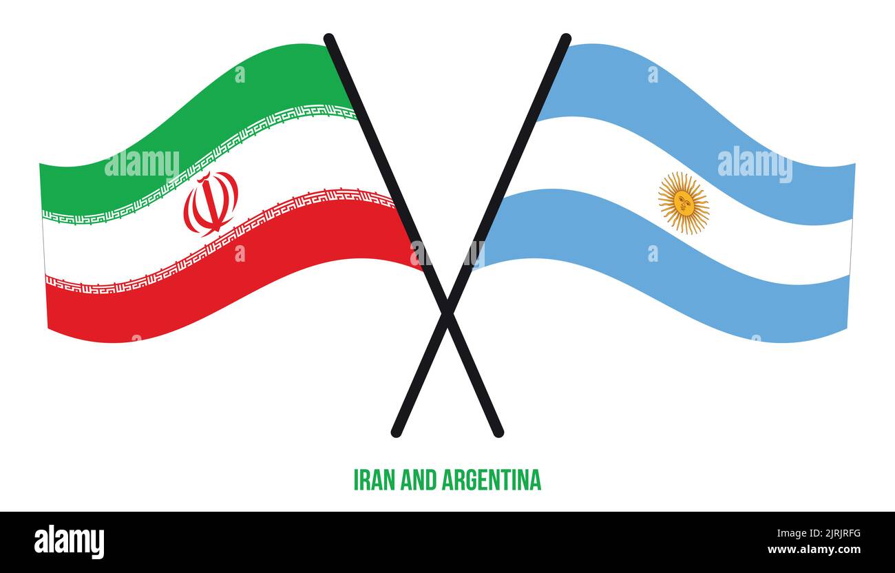 Iran and Argentina Flags Crossed And Waving Flat Style. Official Proportion. Correct Colors ...