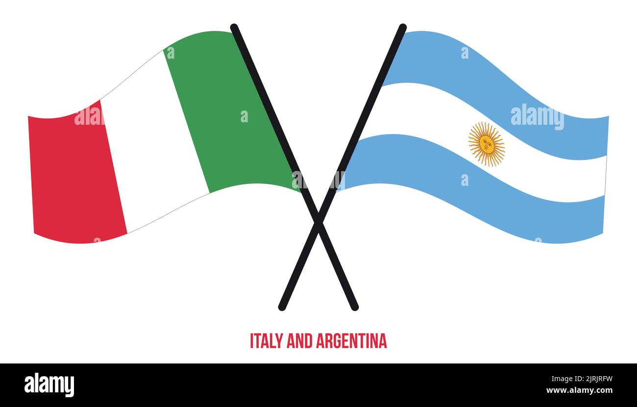 Italy and Argentina Flags Crossed And Waving Flat Style. Official ...
