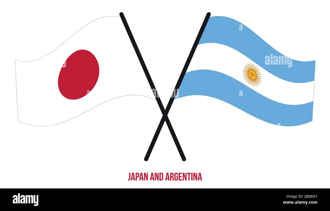 Japan and Argentina Flags Crossed And Waving Flat Style. Official Proportion. Correct Colors ...