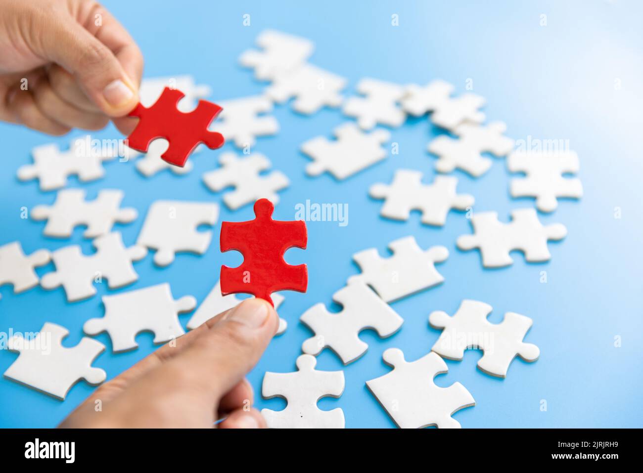 Human hands holding red jigsaw with word problem & solution. symbol of ...