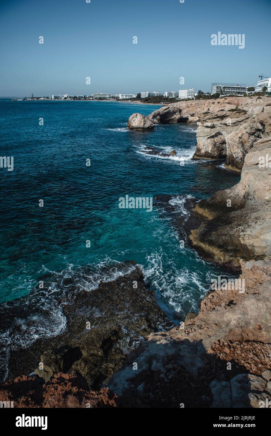 Beautiful seascape with sea cave arch love bridge in Ayia Napa, Cyprus ...
