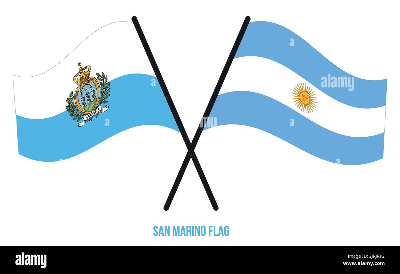 San Marino and Argentina Flags Crossed And Waving Flat Style. Official Proportion. Correct ...