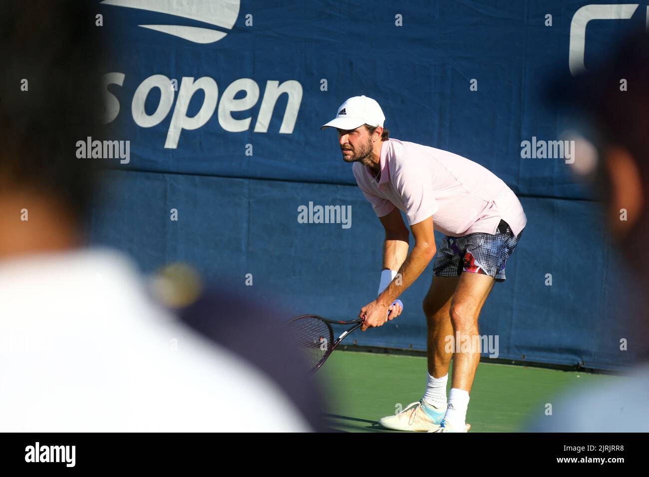 French tennis player Gilles Simon plays and wins his qualification game ...