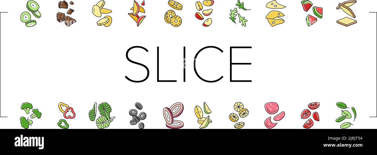 food slice cut fruit freah icons set vector Stock Vector Image & Art ...