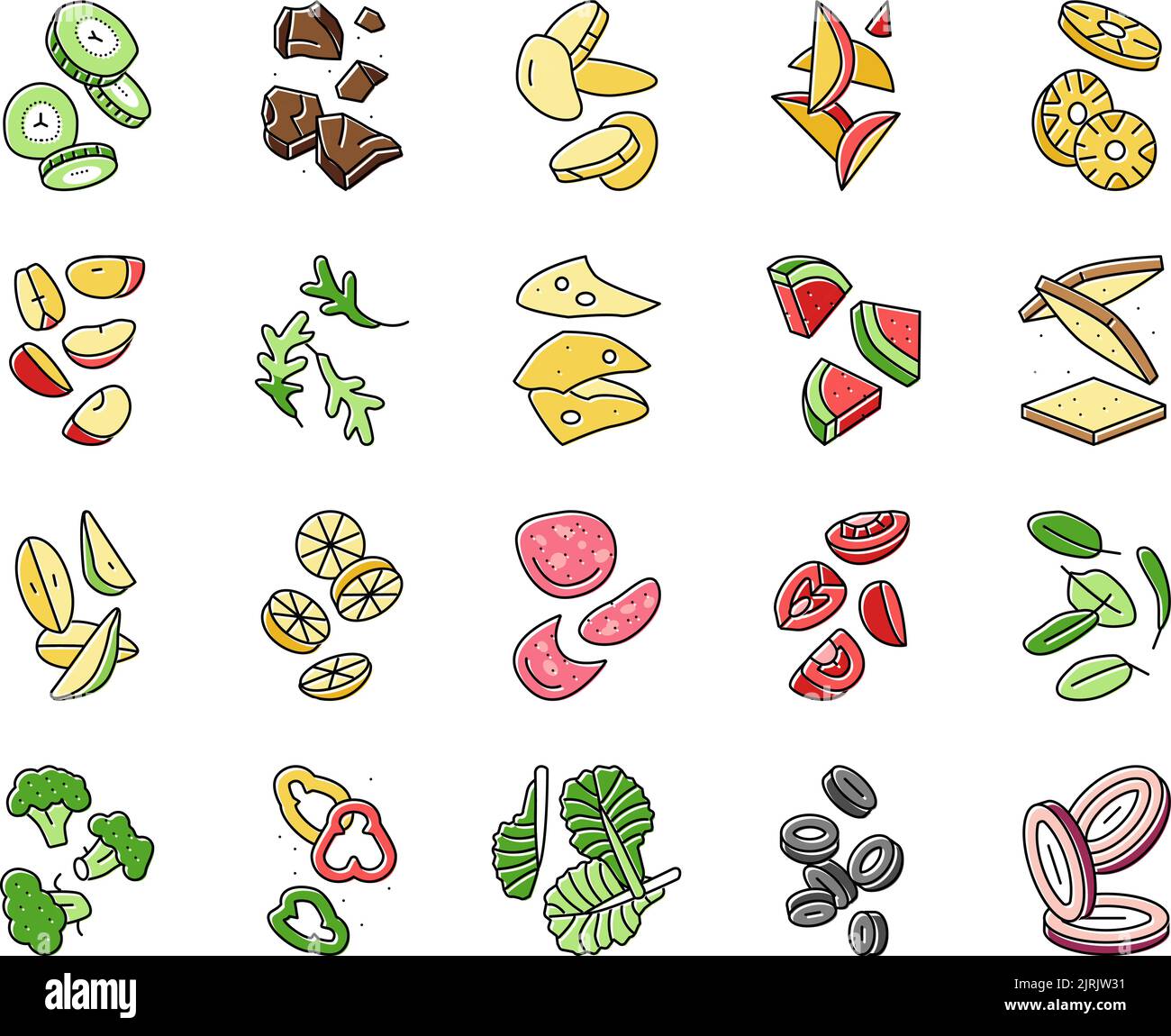 food slice cut fruit freah icons set vector Stock Vector Image & Art ...