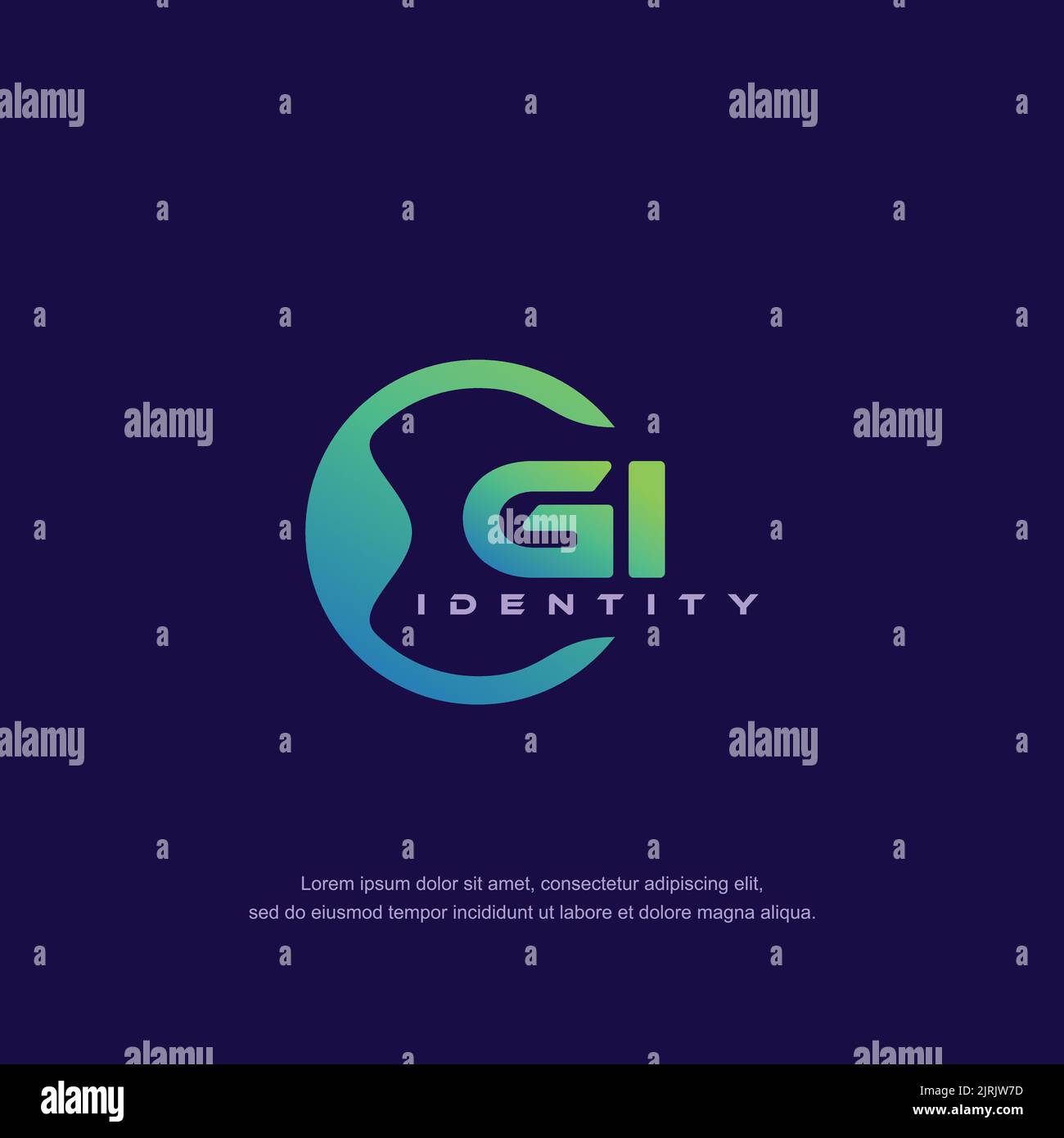 GI Initial letter circular line logo template vector with gradient ...