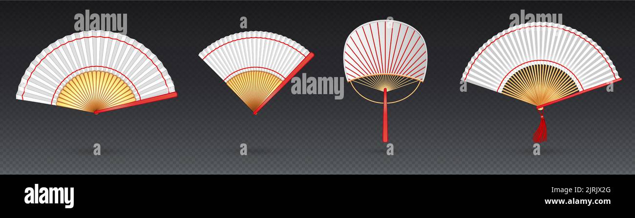 Set of realistic hand fans png isolated on transparent background ...