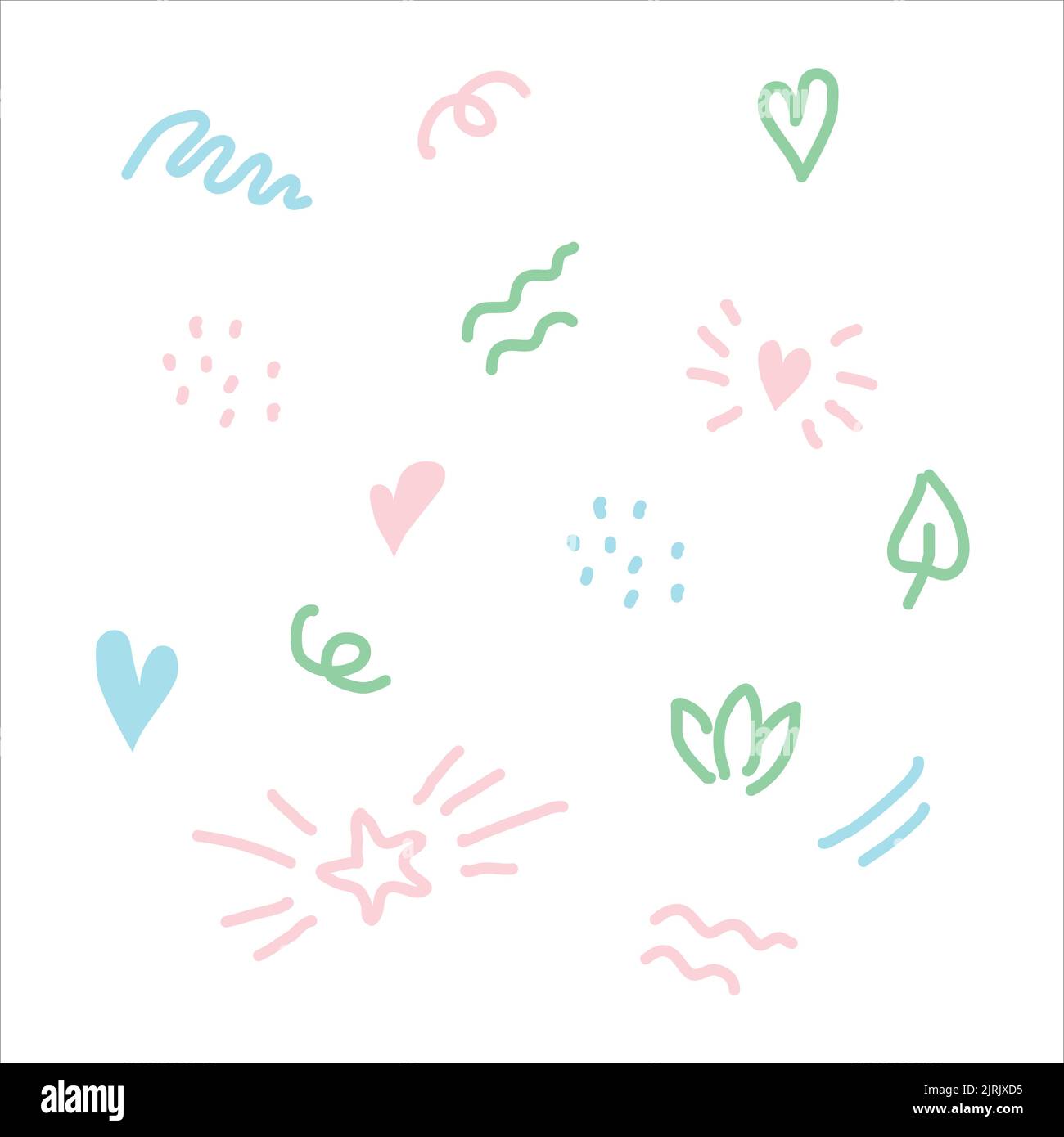 Nice doodle elements wave, dot, star, heart for children overlay set ...